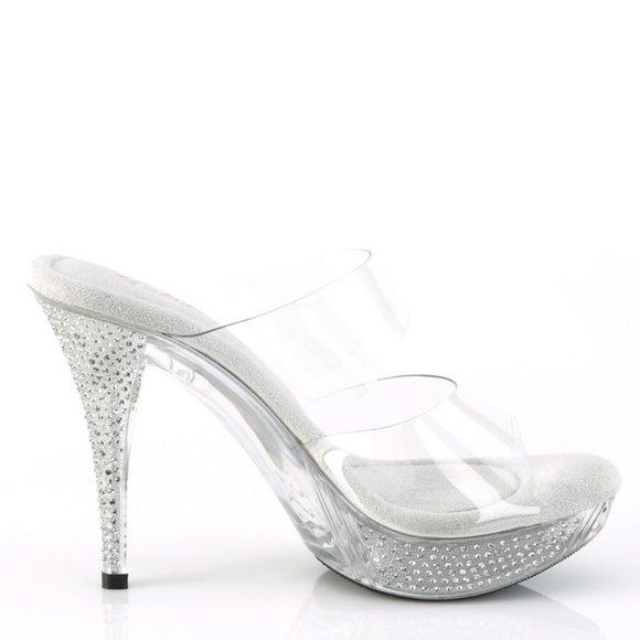 Shoes | Platform Clear Slide On Rhinestone High Heel Shoes | Poshmark